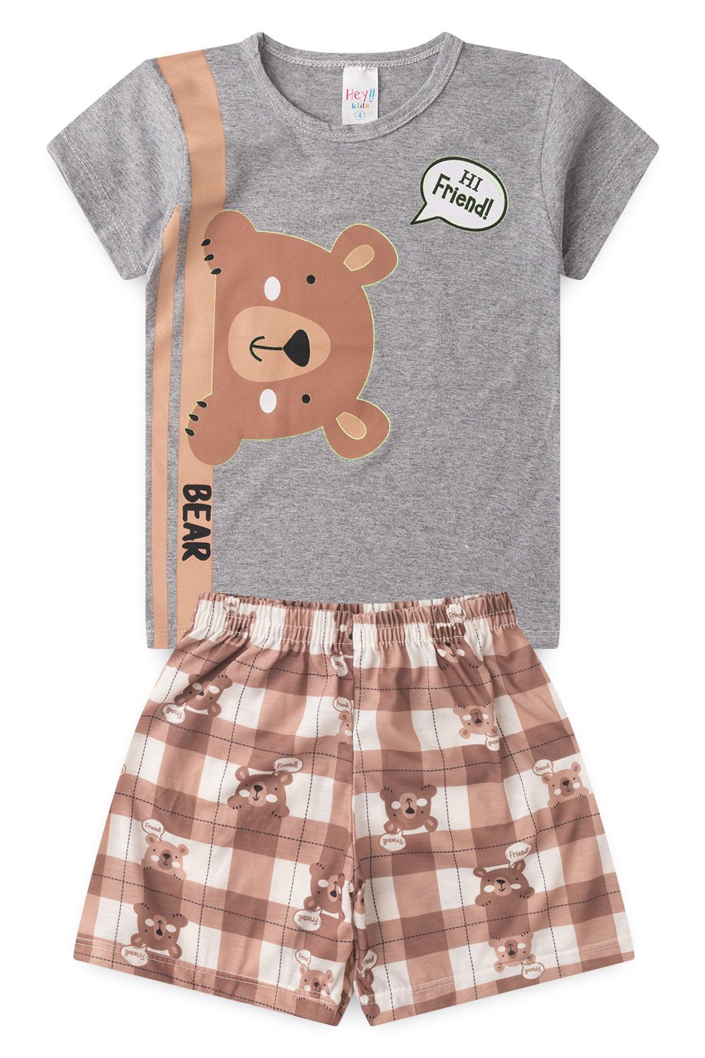 Pijama Infantil Masculino Verão Bear Friend - Hey Kids